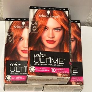 Schwarzkopf | Hair | 3 Schwarzkopf Ultime 647 Fiery Red Permanent Hair ...